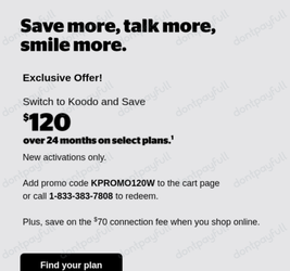 $120 Off Koodo Mobile Promo Code, Coupons - July 2025